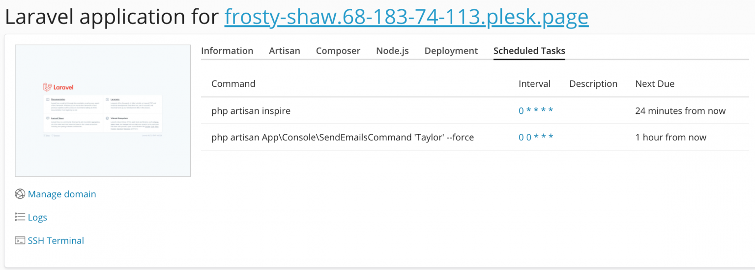 Laravel Application Hosting in Plesk - Plesk