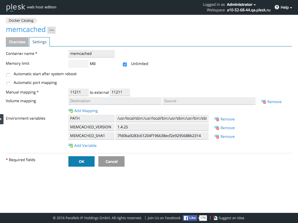 Docker extension - Plesk