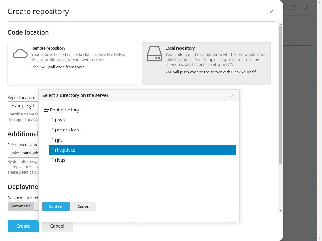 Git extension - Plesk
